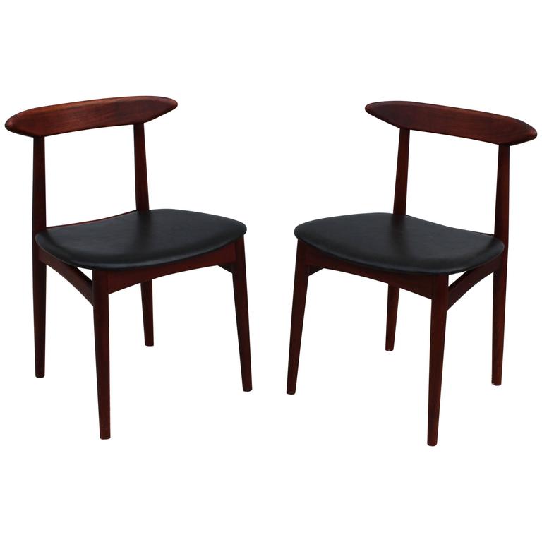 Erik Christensen Boomerang Dining Chairs, Teak and Leather, Denmark ...