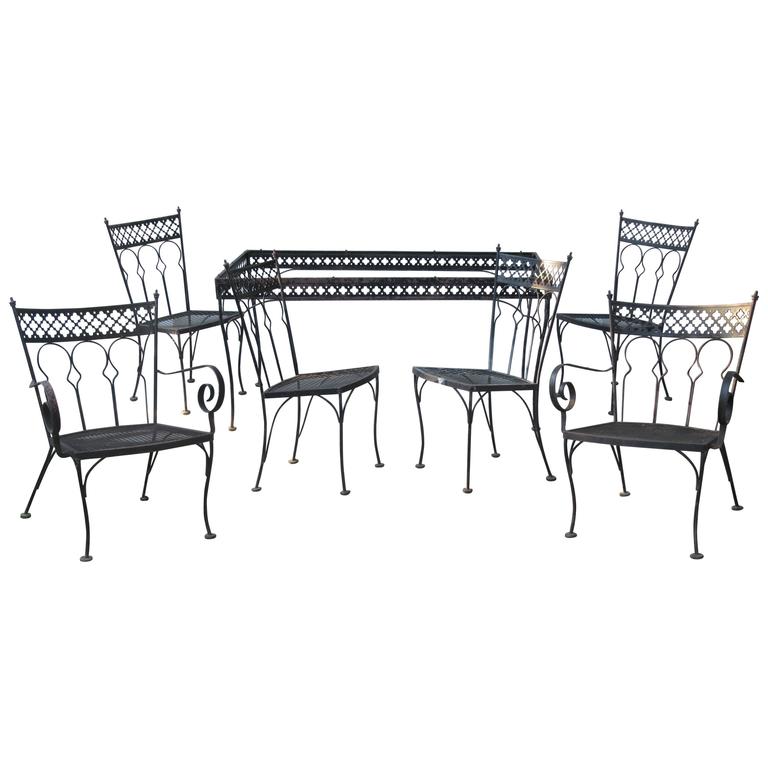 Wrought Iron Patio Dining Set Salterini For Sale at 1stDibs