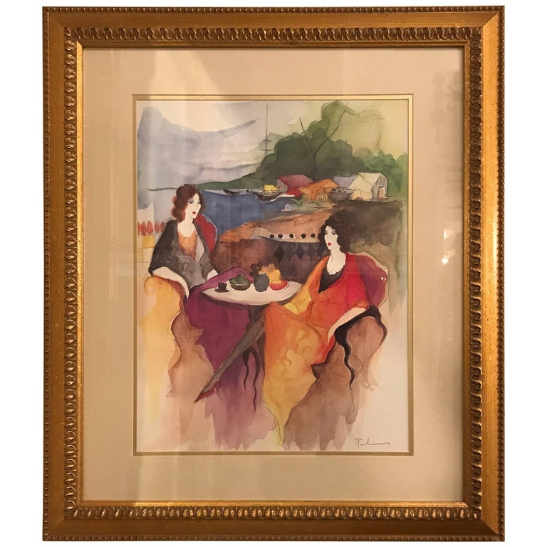 Itzchak Tarkay Lithograph of an Outdoor Cafe Matted and Framed at ...