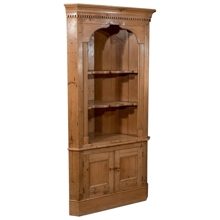 Antique Victorian Pine Tall Corner Wall Cupboard Cabinet, circa 1900 at ...