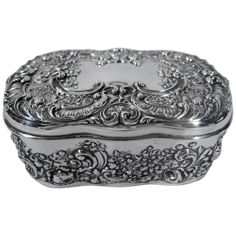 Antique Gorham Sterling Silver Jewelry Box with Floral Repousse For ...