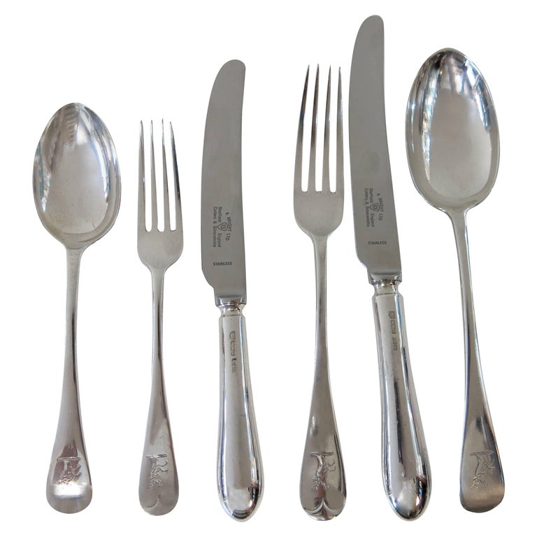 Antique English, Sterling Silver Flatware in the 'Old English' Pattern ...