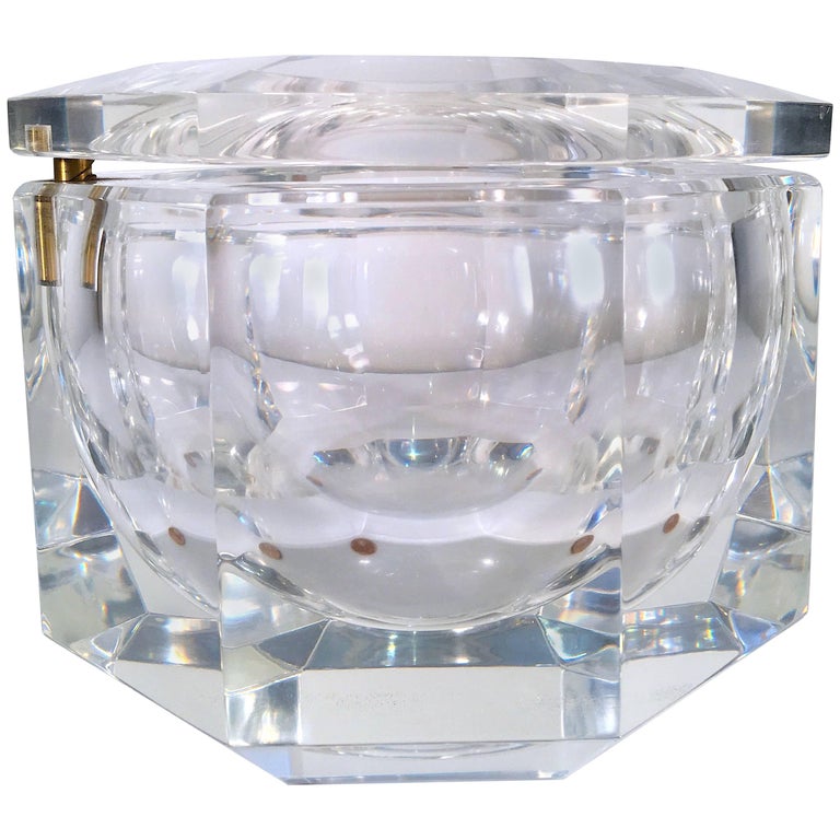 Italian Lucite Decorative Box or Ice Bucket in the Manner of Alessandro ...