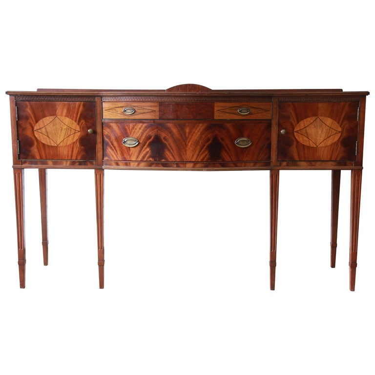 Limbert Hepplewhite Style Inlaid Flame Mahogany Sideboard Buffet, circa ...