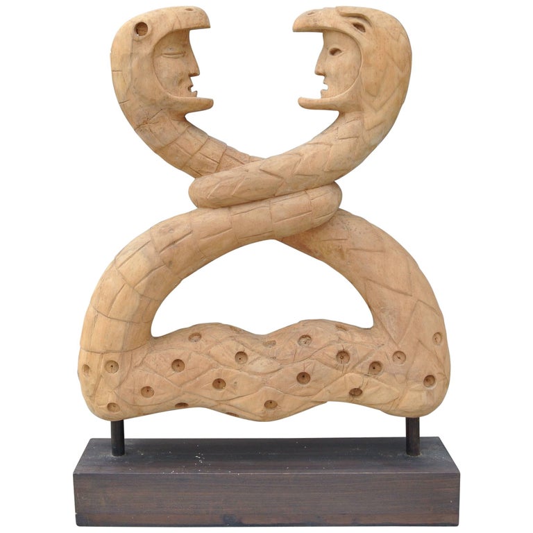 Modernist Carved Ifit Wood Sculpture For Sale at 1stdibs