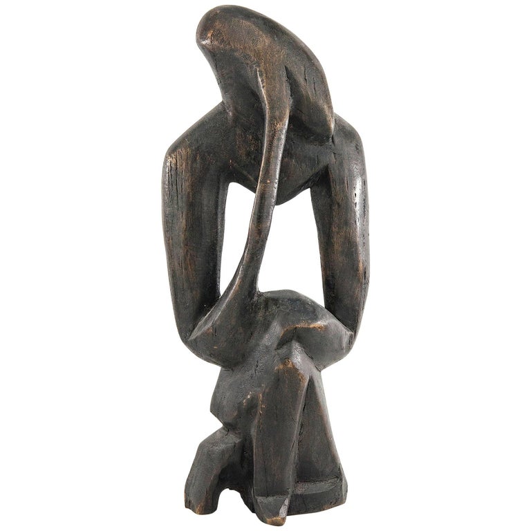 African Cubist Sculpture in Wood at 1stDibs