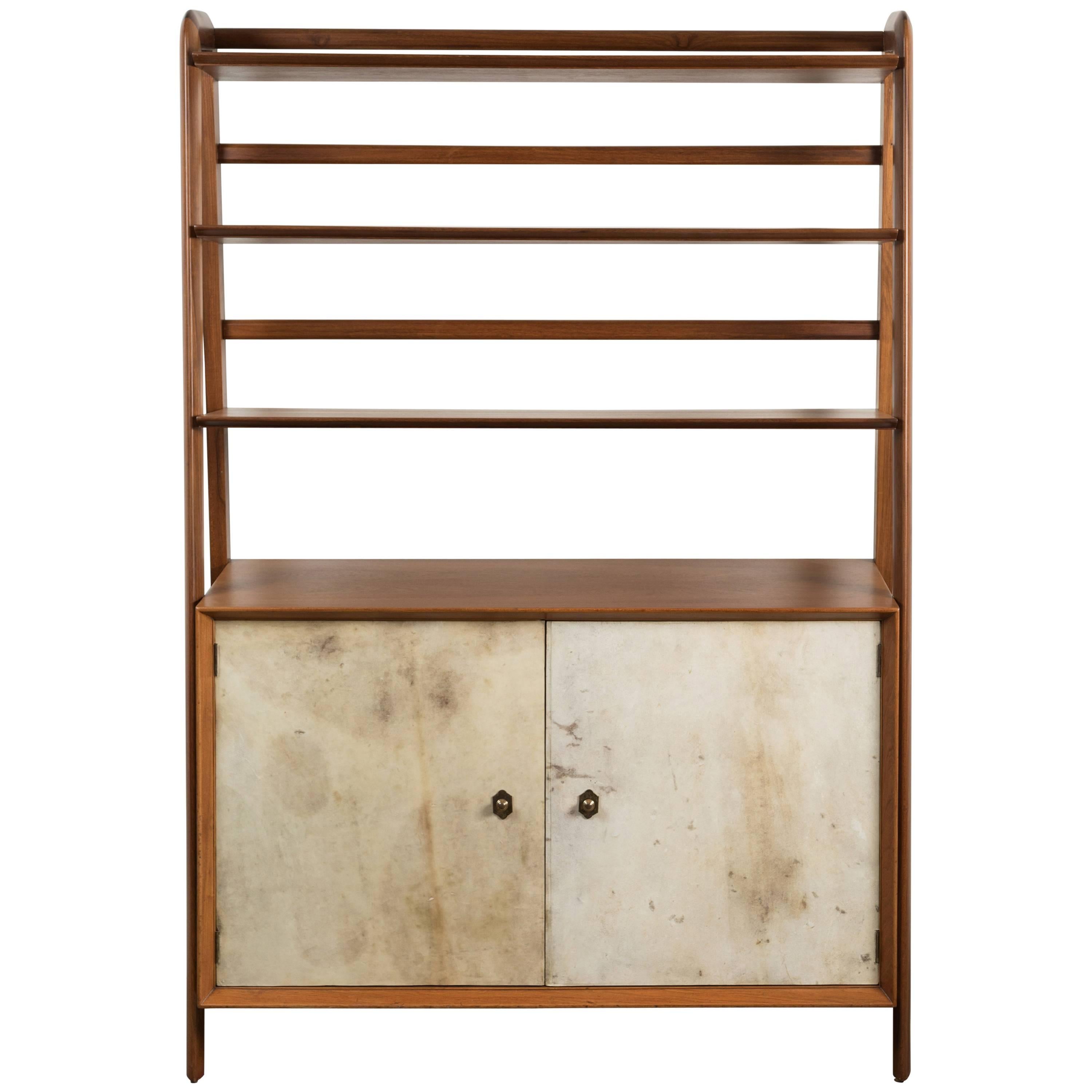Italian Bookcase with Parchment Cupboard at 1stDibs