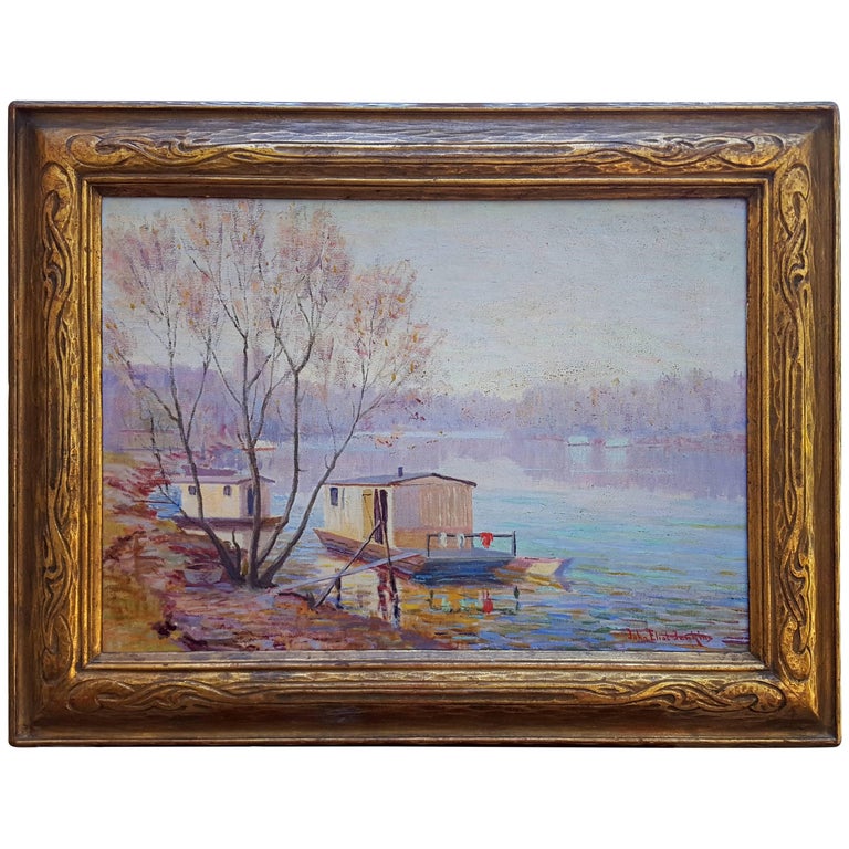 John Elliot Jenkins "Riverboats" Signed, Oil Painting For Sale at 1stDibs