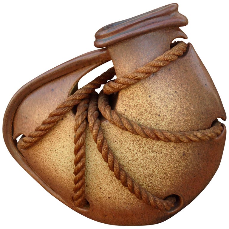 Lopsided Ovoid Shaped Studio Pottery Vessel Signed Hammer For Sale at ...