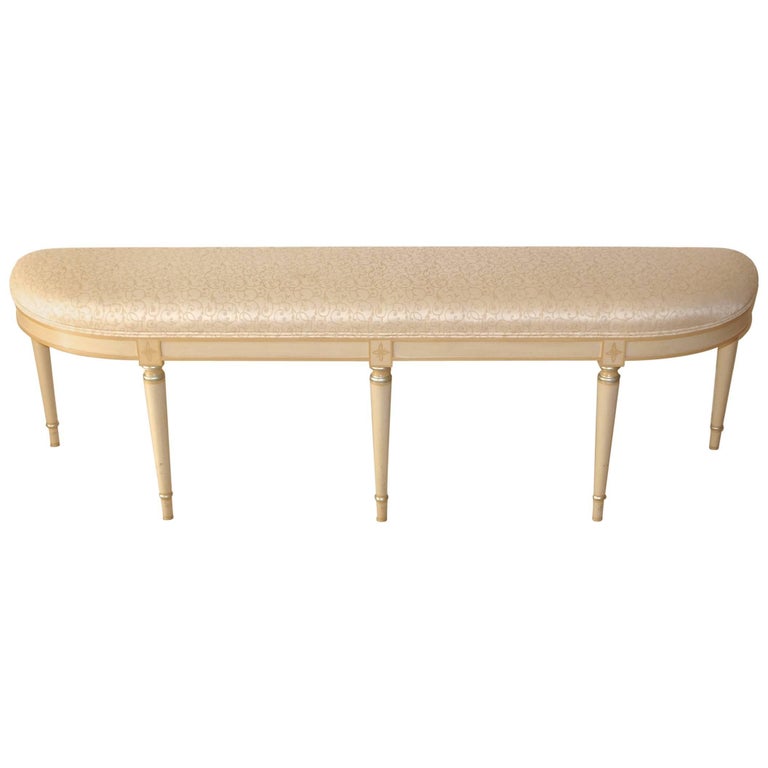 Custom Upholstered Demi-Lune Bench at 1stDibs