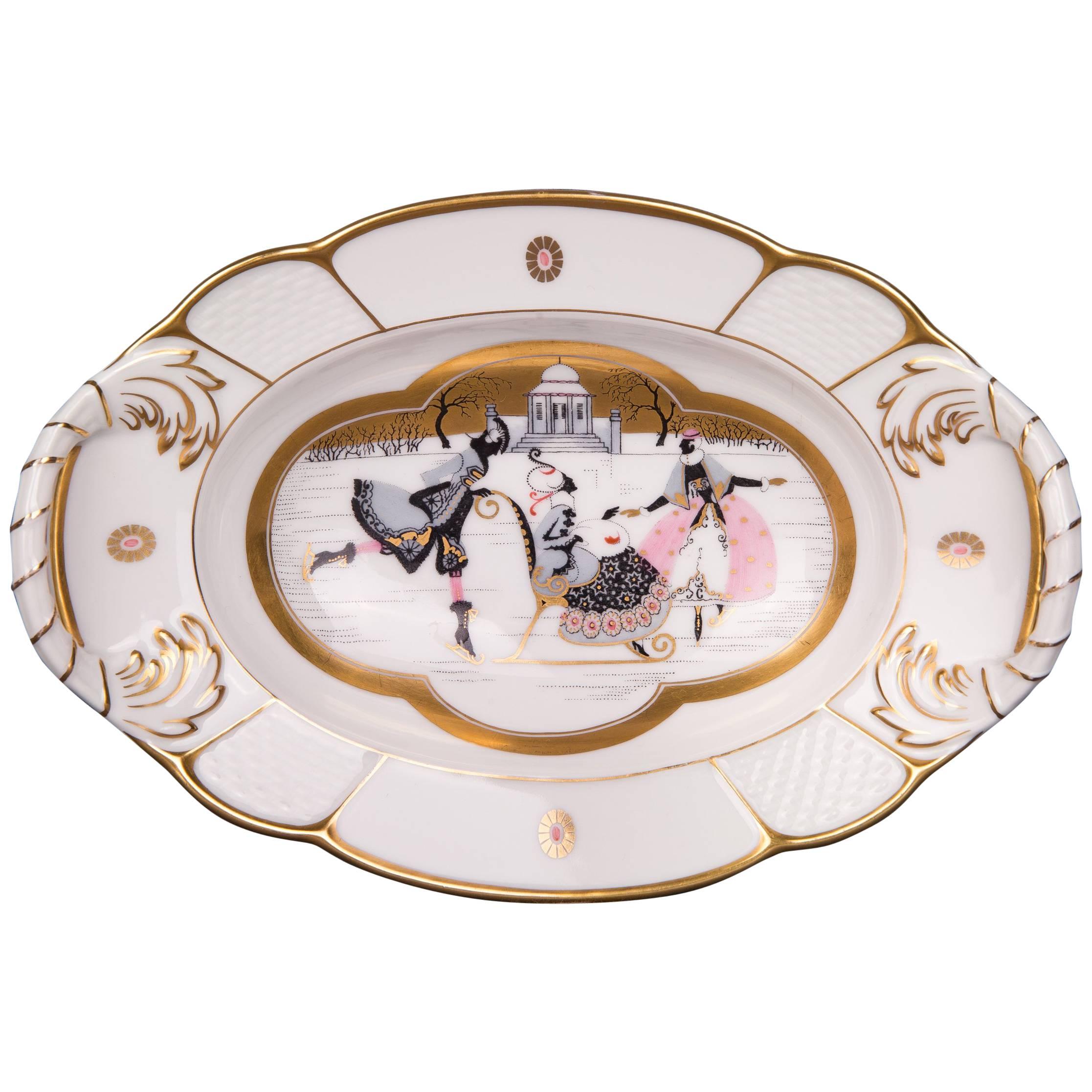 Beautiful Rosenthal Bowl of Rhododendron Hand-Painted Rococo Scene For ...