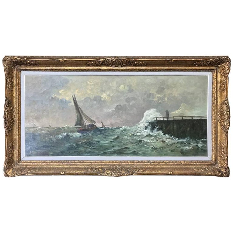Antique Framed Oil Painting on Canvas at 1stDibs