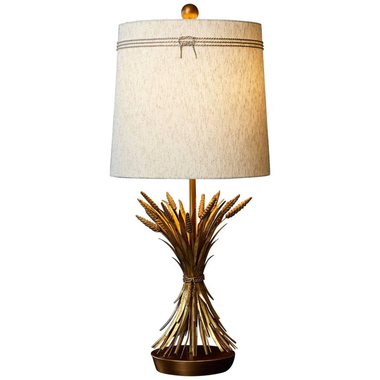 Sheaf of Wheat Gilt Metal Table Lamp by Marbro, Lamp 1 at 1stDibs