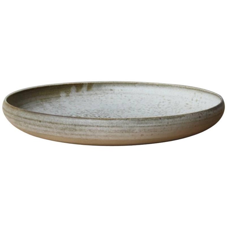 Kasper Würtz One off Large Shallow Bowl White and Brown Glaze at 1stDibs