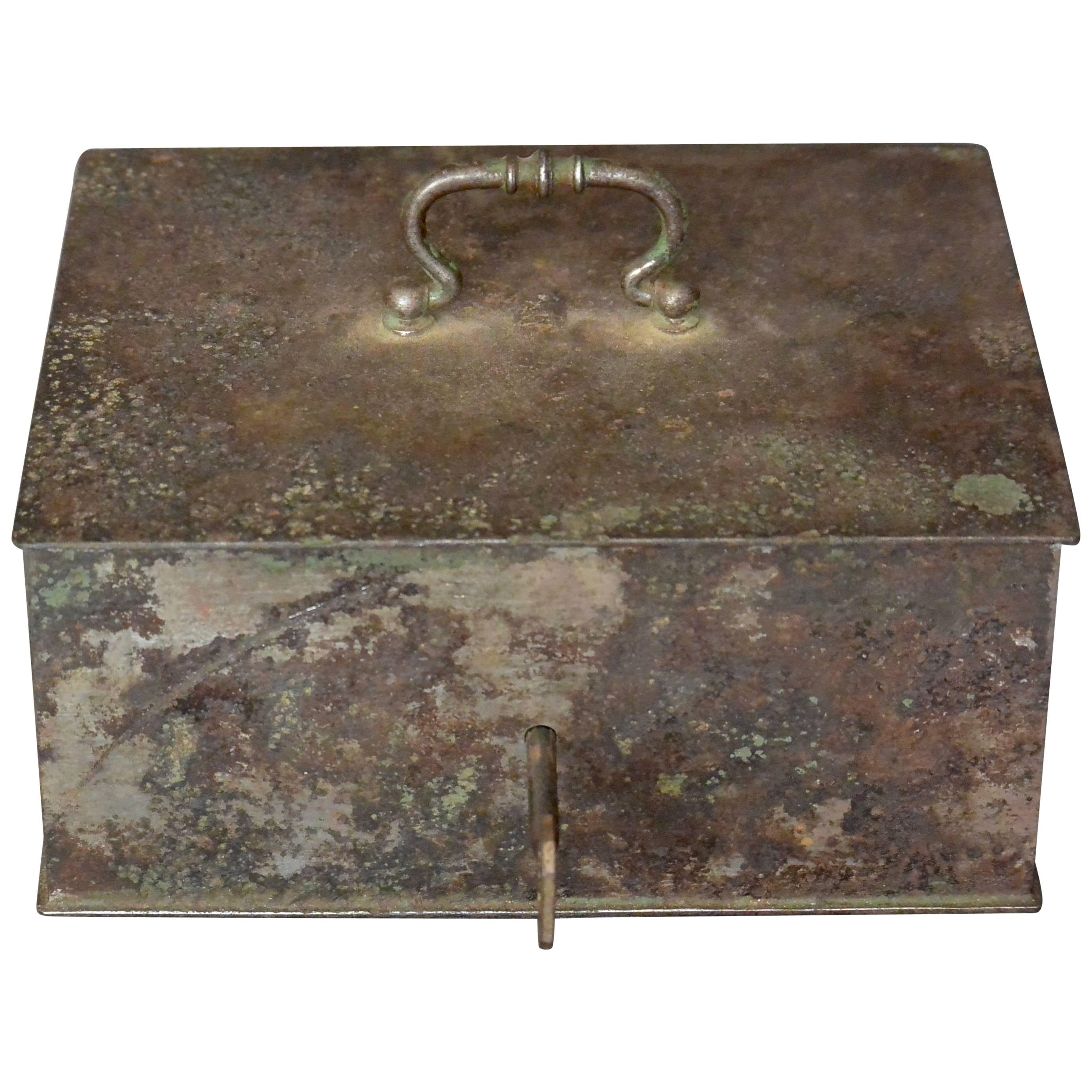 French Metal Strongbox with Key at 1stDibs