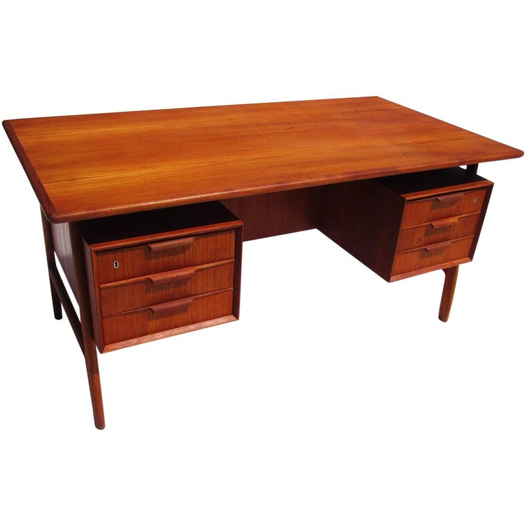 Mid-Century Danish Teak Desk by Gunni Omann at 1stDibs