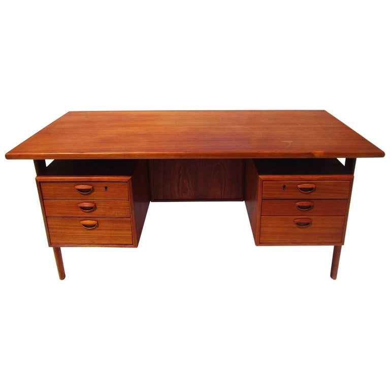Mid-Century Danish Teak Desk by Gunnar Nielsen Tibergaard at 1stDibs