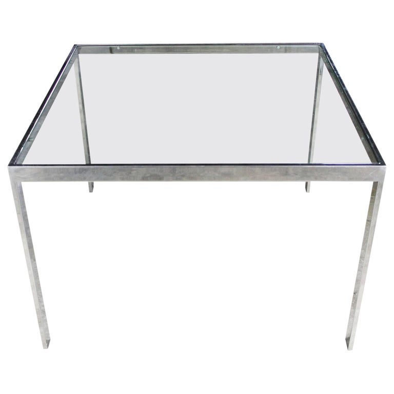 Chrome and Glass Milo Baughman Attributed Parsons Style End Table ...
