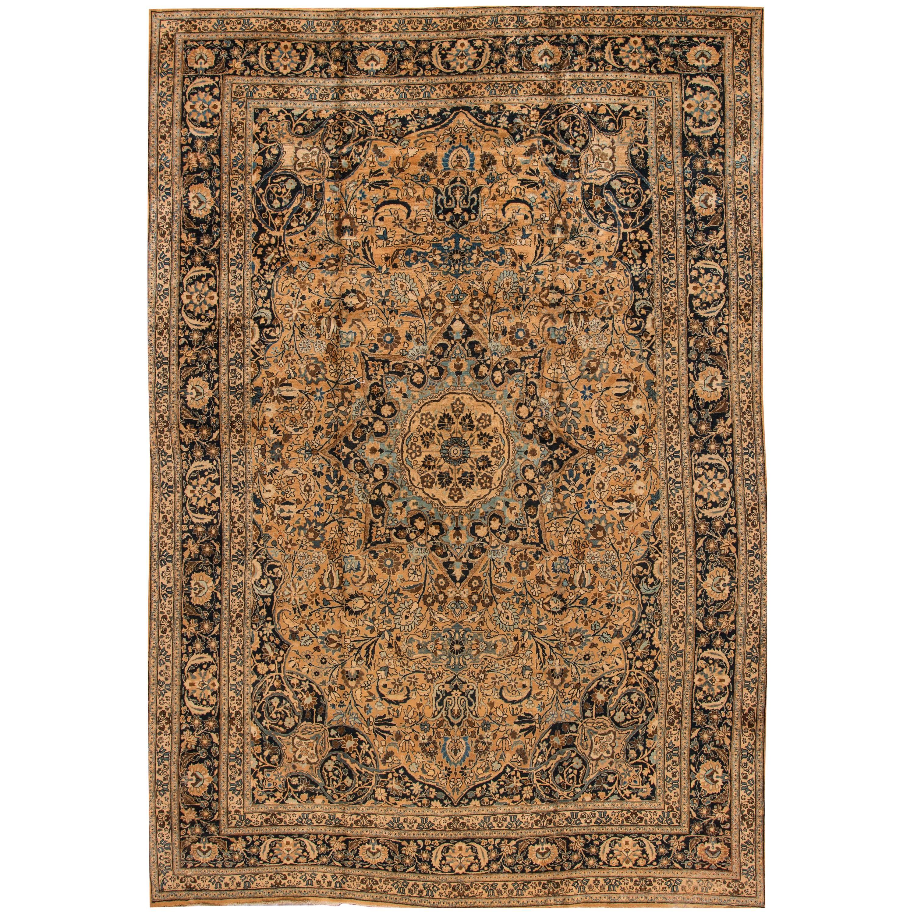 Signed Burgundy Persian Mashad Rug, circa 1900 For Sale at 1stDibs