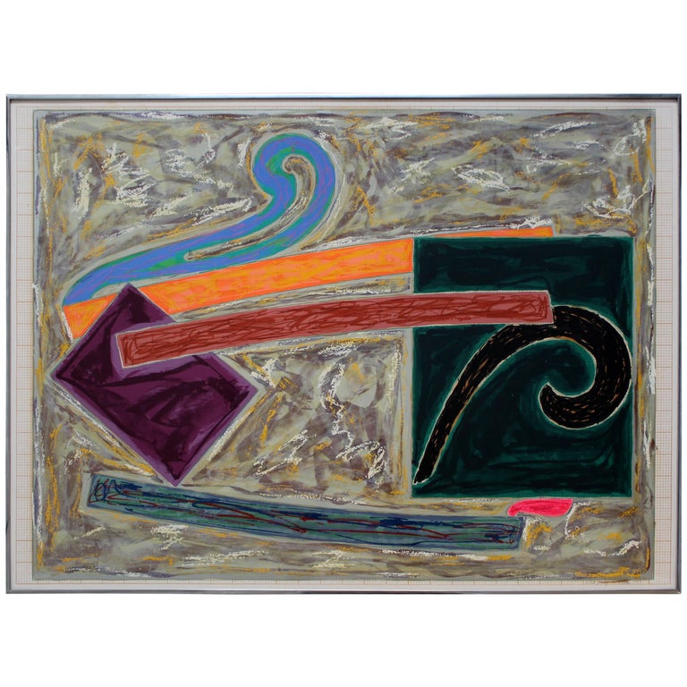 Abstract Mixed-Media Signed and Dated by Frank Stella 1977 on Graph ...