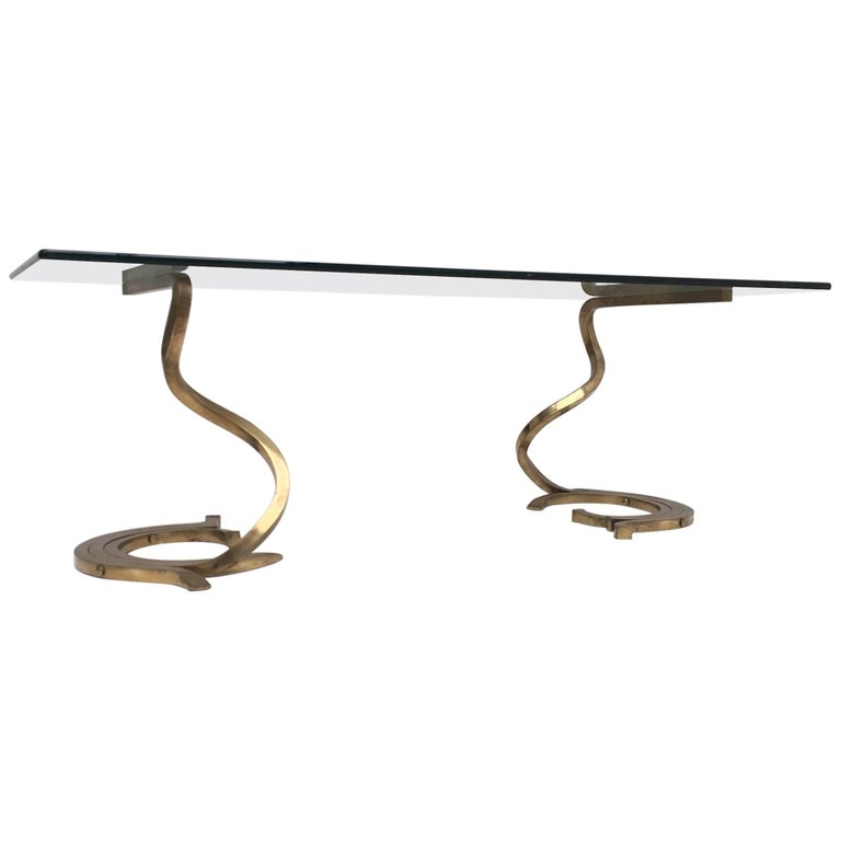 Stunning Sculptural Serpentine Form Coffee Table, Solid Brass Bar ...