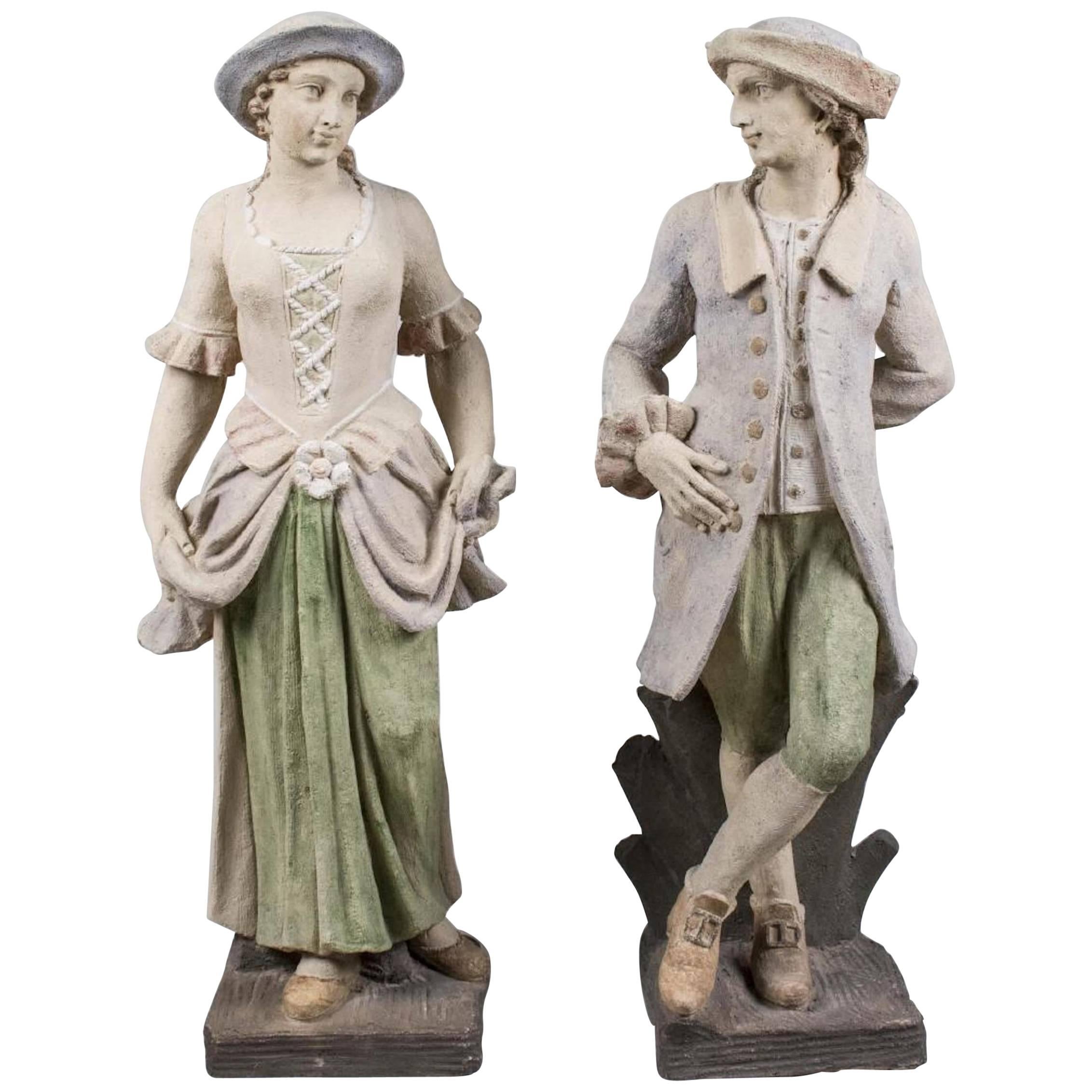 Pair of 18th Century Style Garden Statues at 1stDibs