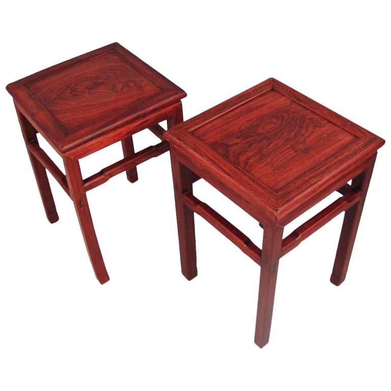 Pair of Chinese Ming Style Rosewood Stools at 1stDibs