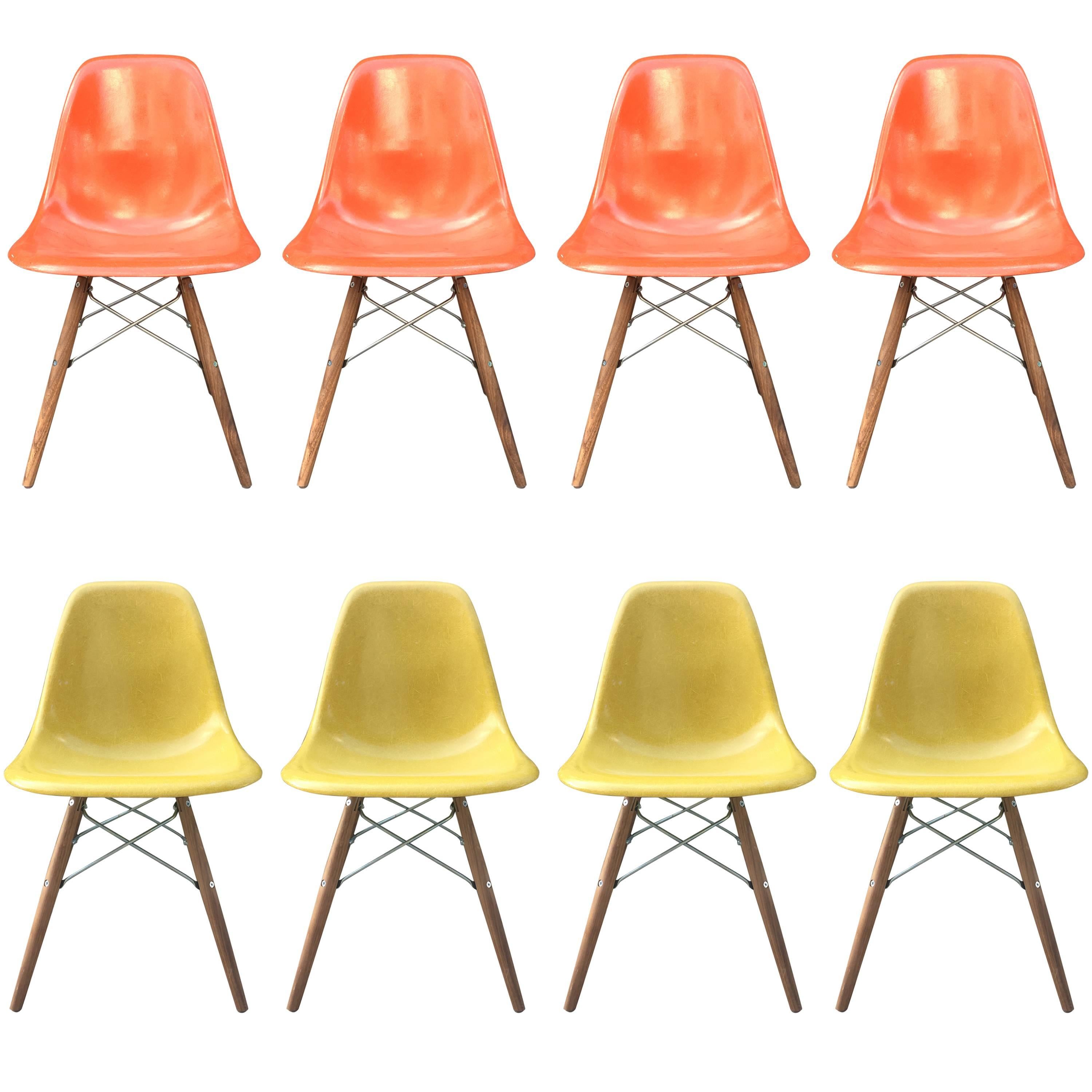 Ten Herman Miller Eames Ochre Dining Chairs For Sale at 1stDibs