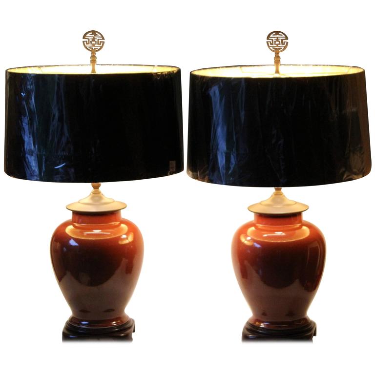 Pair of Vintage Chinese Porcelain Iron Rust Cinnamon Brown Monochrome ...