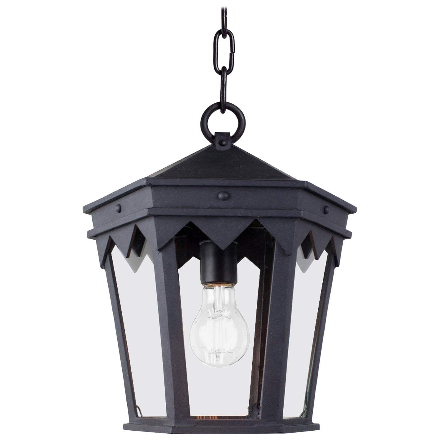 Vintage Inspired Wrought Iron Pendant Lantern in Brushed Nickel For ...