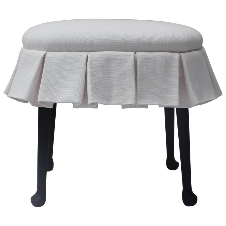 Ebonized Oval Stool with Box Pleated Skirt at 1stDibs | oval skirt