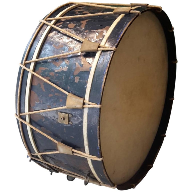 20th Century French Drum Made of Metal, Leather and Cord, 1940s at 1stDibs