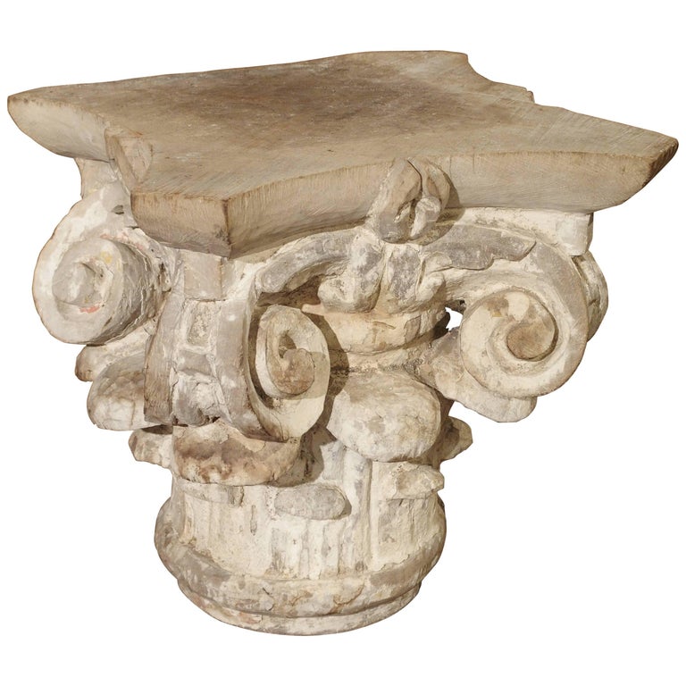 18th Century Parcel Paint Column Capital from France at 1stDibs