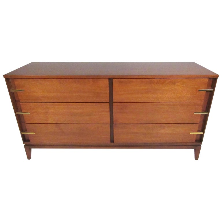 Basic Witz Lowboy Mid-Century Walnut Dresser at 1stDibs