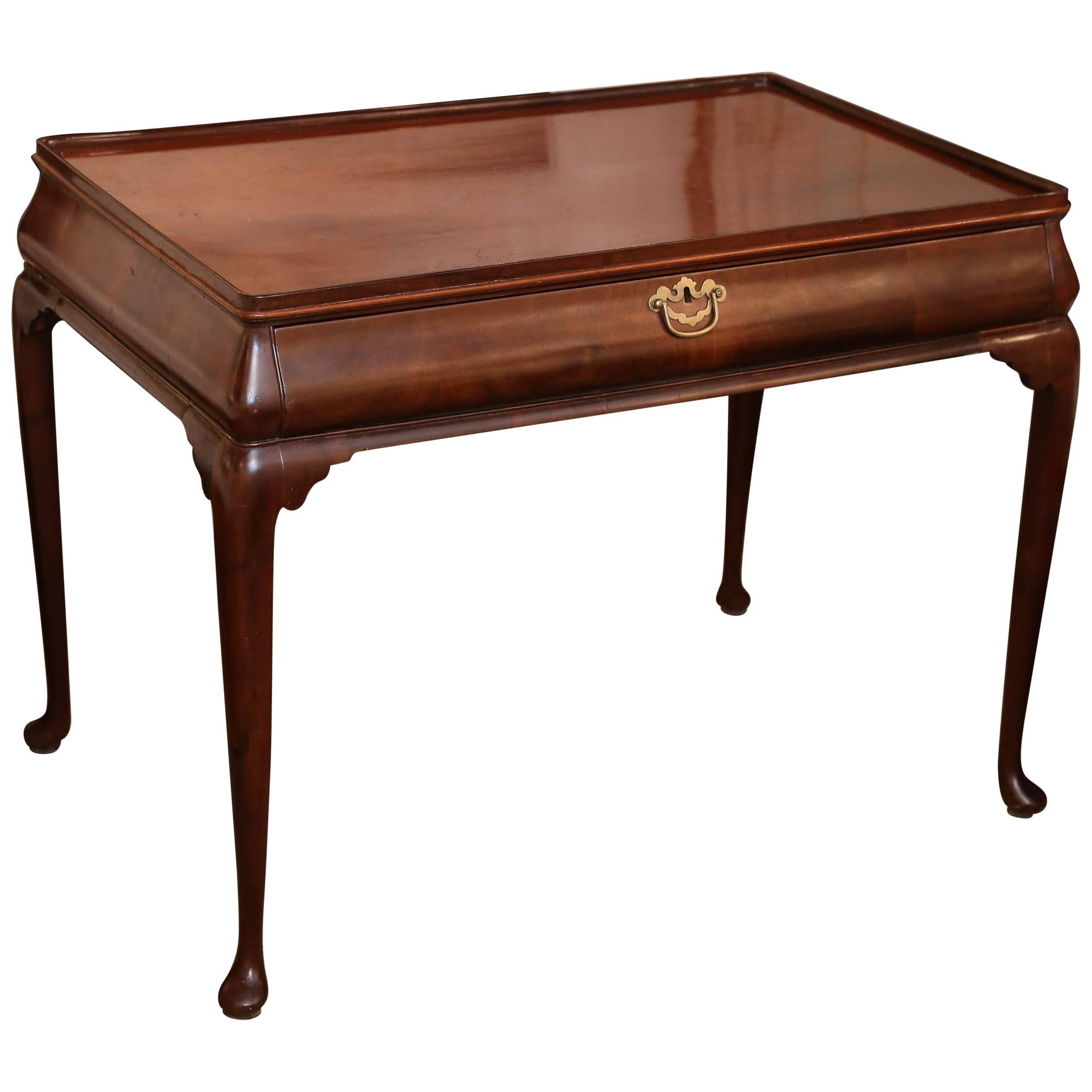 Queen Anne Style Occasional Table, Mahogany with Drawer at 1stDibs