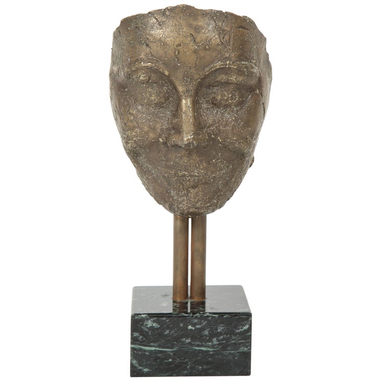 Bronze Mask on Marble Plinth at 1stDibs
