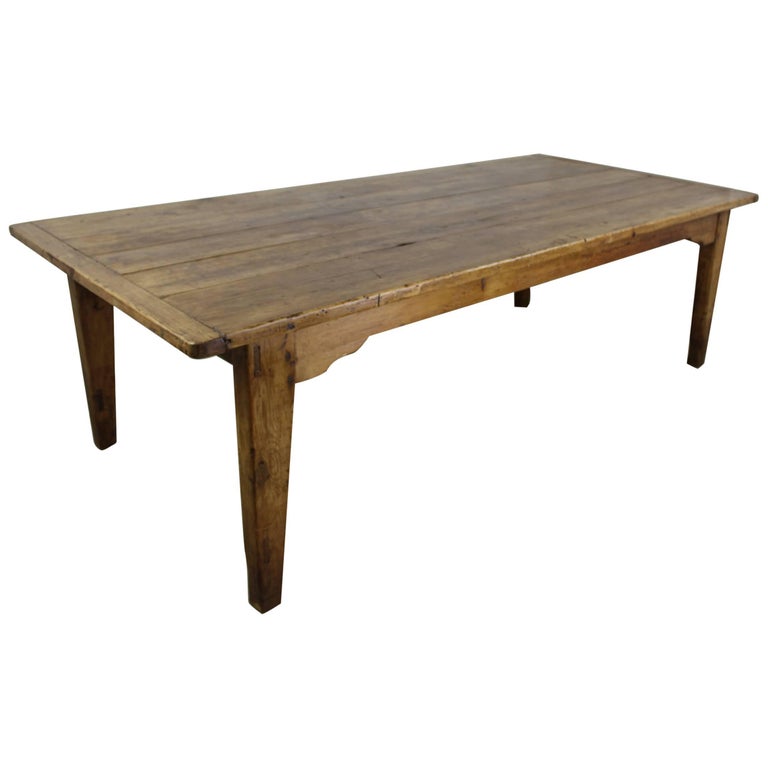 Exceptionally Deep Antique Pine Farm Table, Thick Top and Breadboard ...