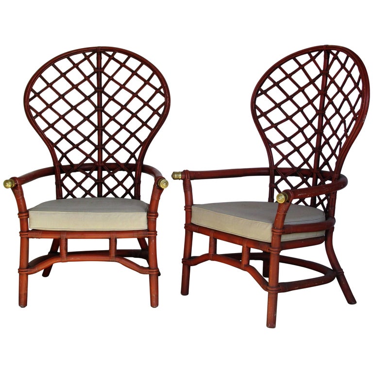 Big Balloon Back Rattan Chairs at 1stDibs