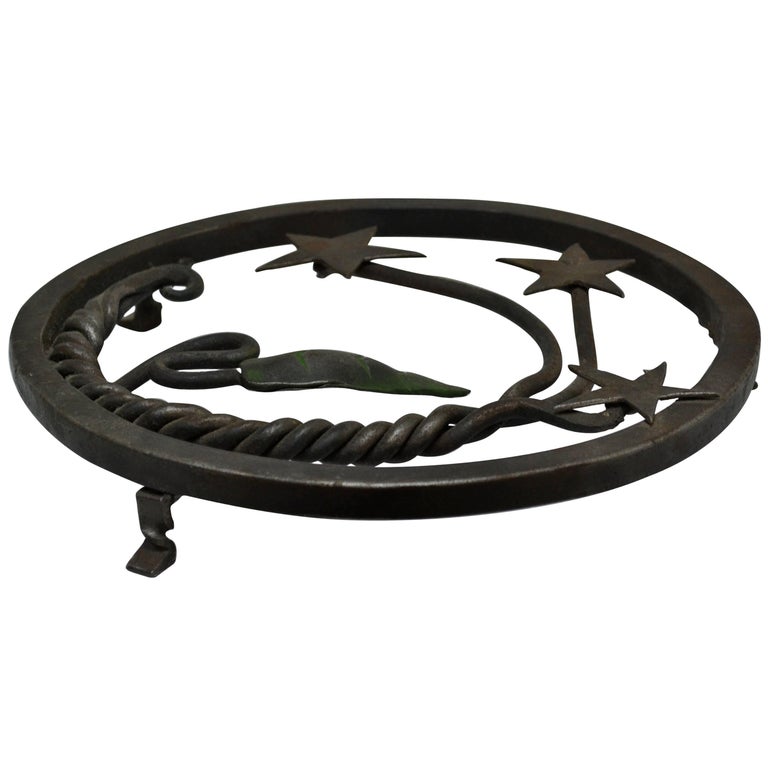 Hand-Forged Wrought Iron Trivet For Sale at 1stDibs