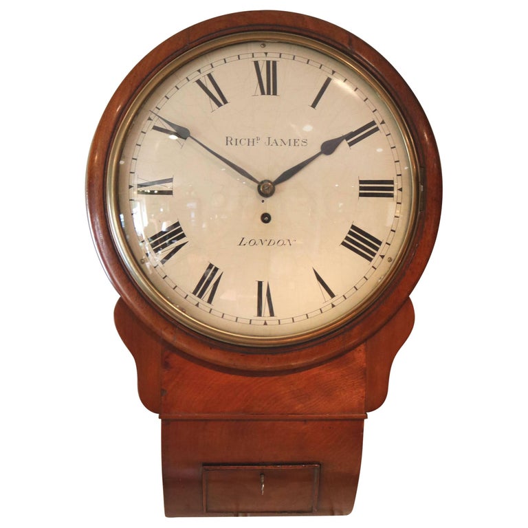 Regency Mahogany Drop Dial Wall Clock at 1stDibs