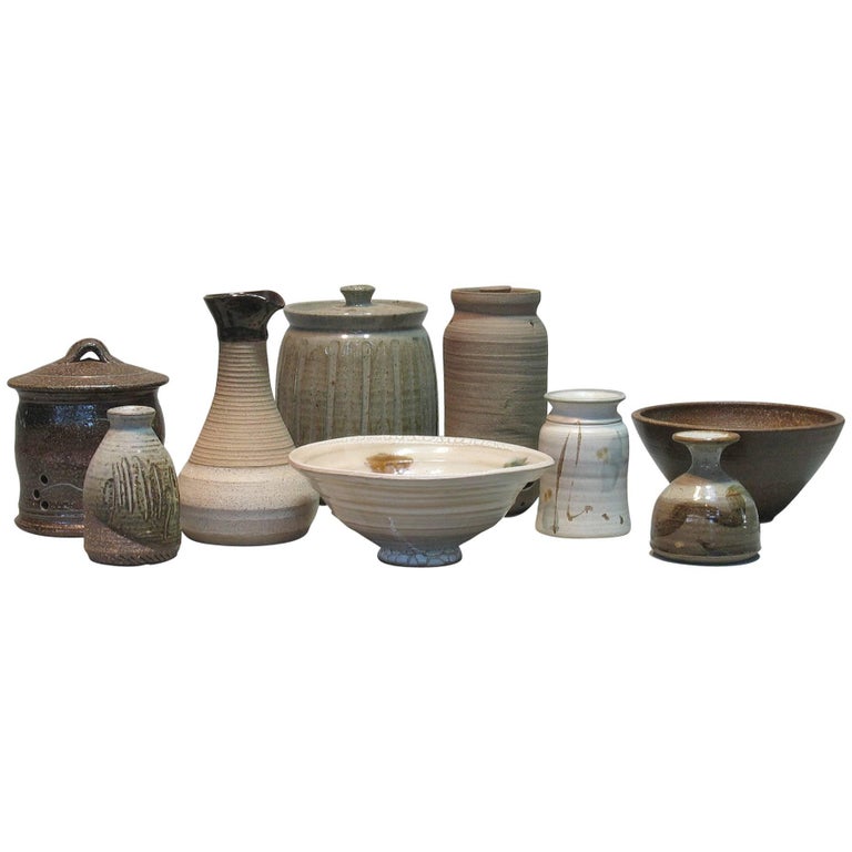 Assorted Group of Nine Handcrafted Studio Art Pottery Pieces at 1stDibs