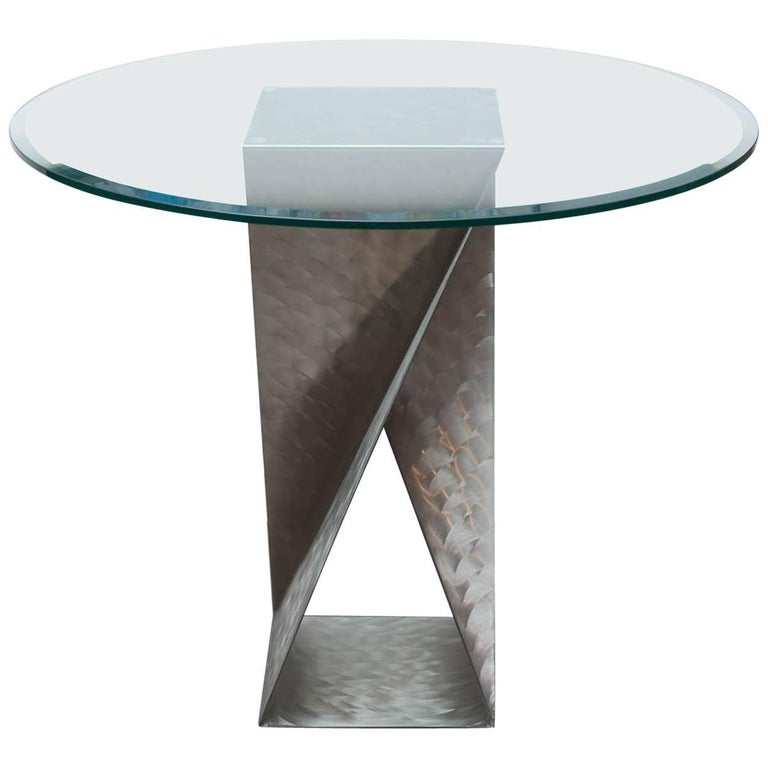 Modern Engine Turned Stainless Steel Center Table at 1stDibs