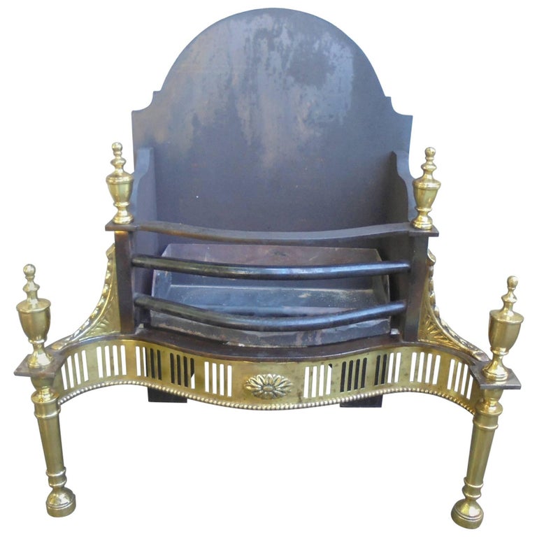 Brass and Cast Iron Adams Style Fire Basket Grate at 1stDibs