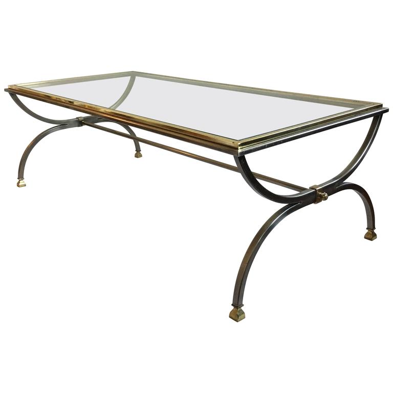 Mixed Metal Rectangular Glass Coffee Table For Sale at 1stdibs