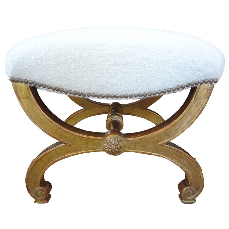 19th Century French Louis XVI Style Gilt wood Ottoman at 1stDibs
