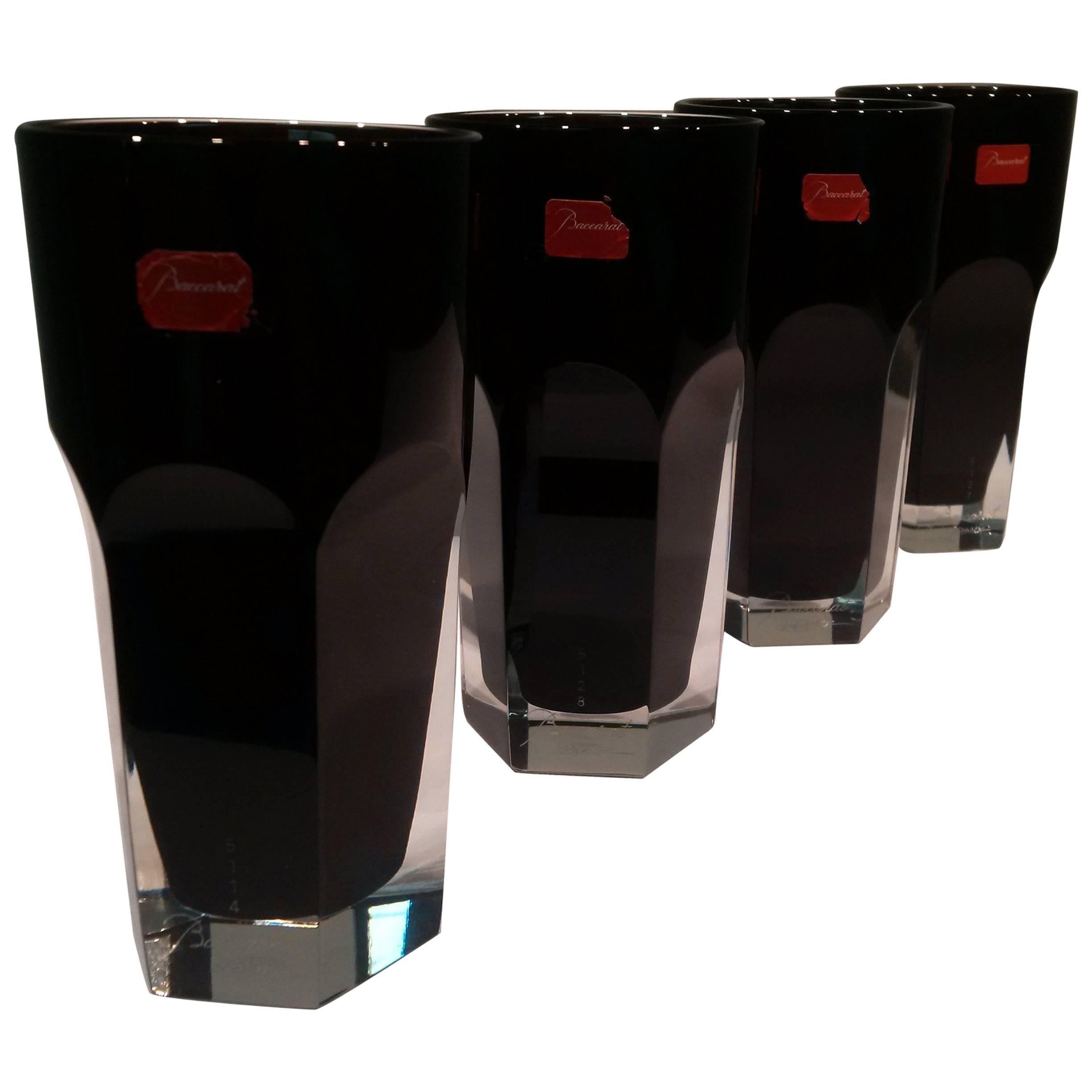 Baccarat Harcourt "Black Angel" Crystal Tumblers Philippe Starck at 1stDibs