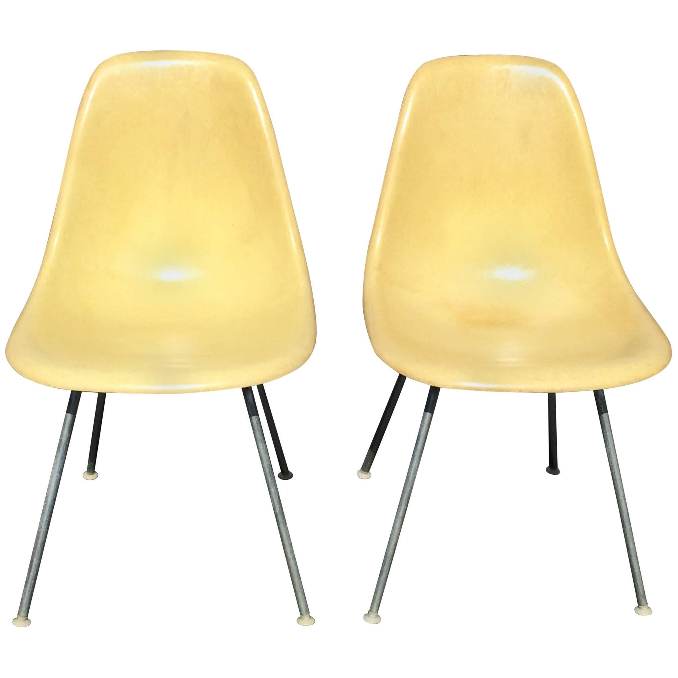 Charles Eames for Herman Miller Pair of Yellow Shell Chairs at 1stDibs