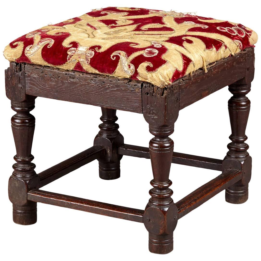 Elizabethan Upholstered Low Stool at 1stDibs