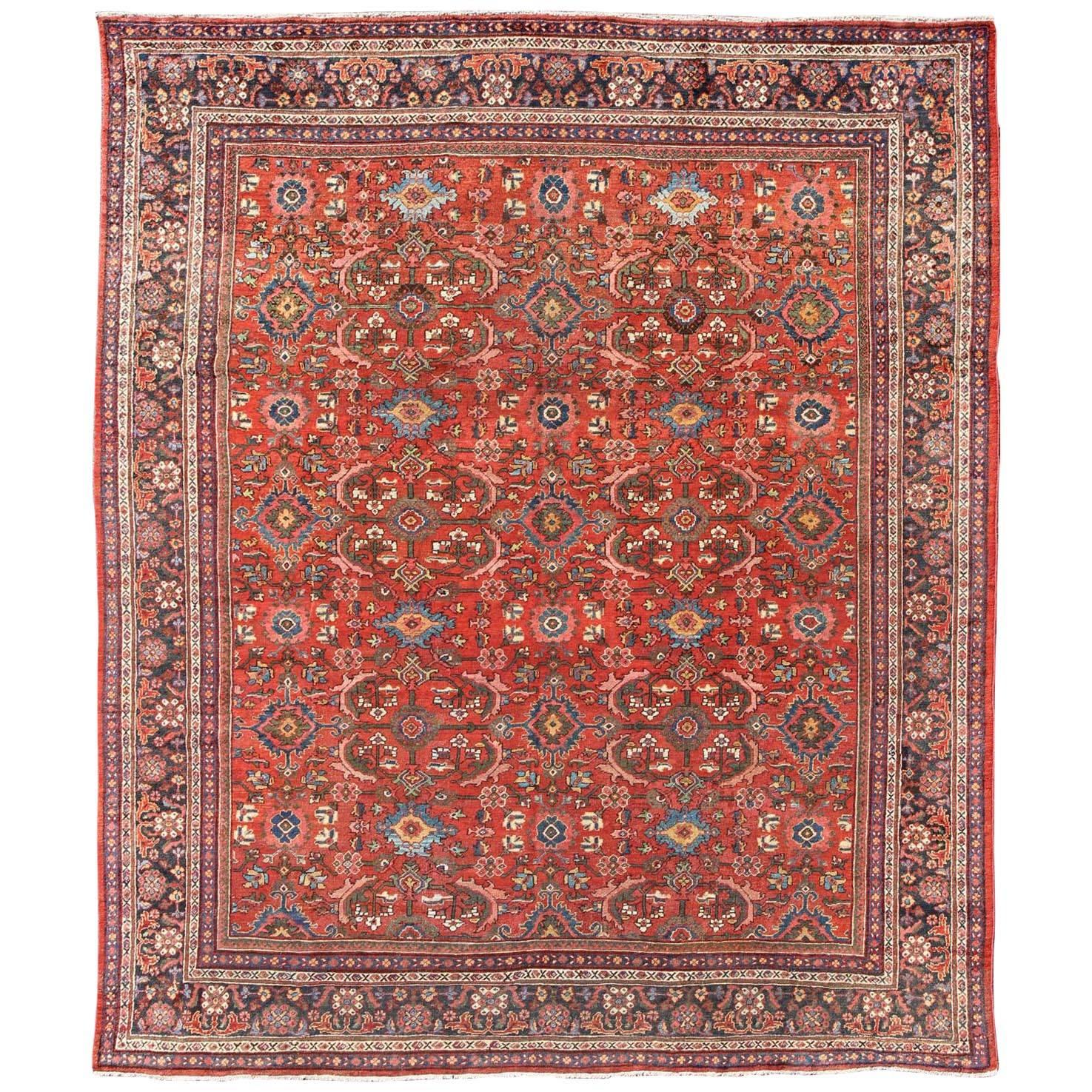 Antique Persian Sultanabad Mahal with All-Over Design in Light Green ...