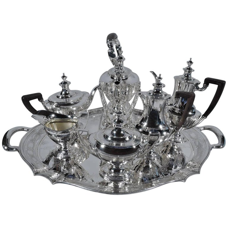 Tiffany Edwardian Sterling Silver Tea and Coffee Set on Tray For Sale ...